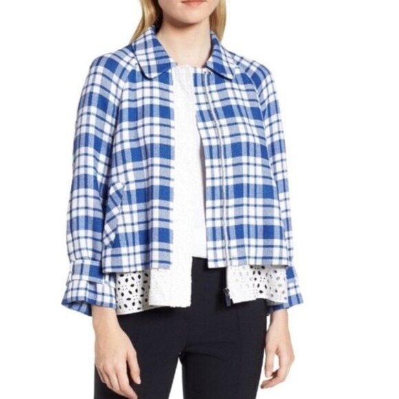 Nordstrom | Jackets & Coats | Lewit Lace Eyelet Plaid Patterned Jacket ...